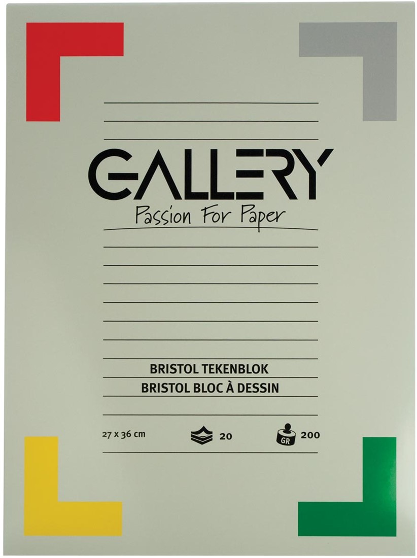 Gallery Bristol tekenpapier, 200 g, ft 27 x 36 cm, blok van 20 vel bij ...
