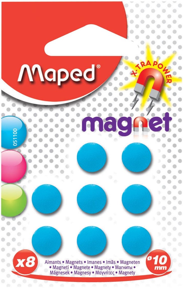 Maped magneten, 10 mm, geassorteerde kleuren, blister van 8 stuks bij ...
