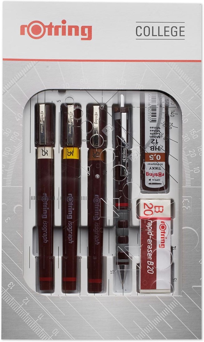 Rotring college set van 9 Isograph 0,25 mm/ 0,35 mm/ 0,5 mm bij VindiQ ...