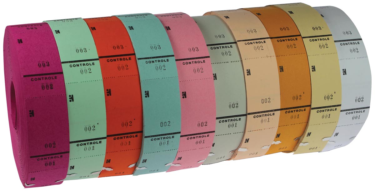 Rouleaux de tickets couleurs assorties bij VindiQ Office