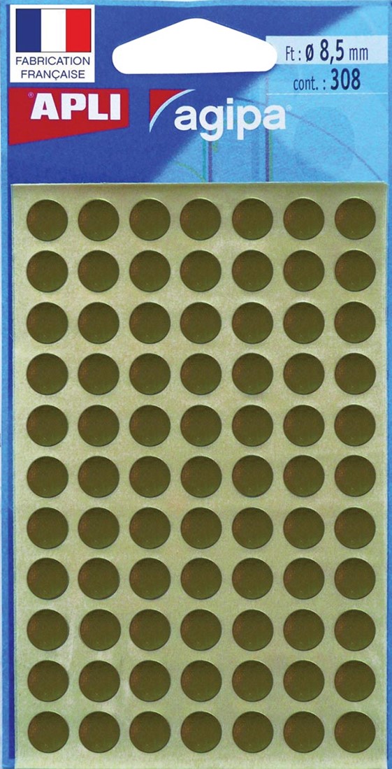 Agipa ronde etiketten in etui diameter 8 mm, goud, 308 stuks, 77 per ...