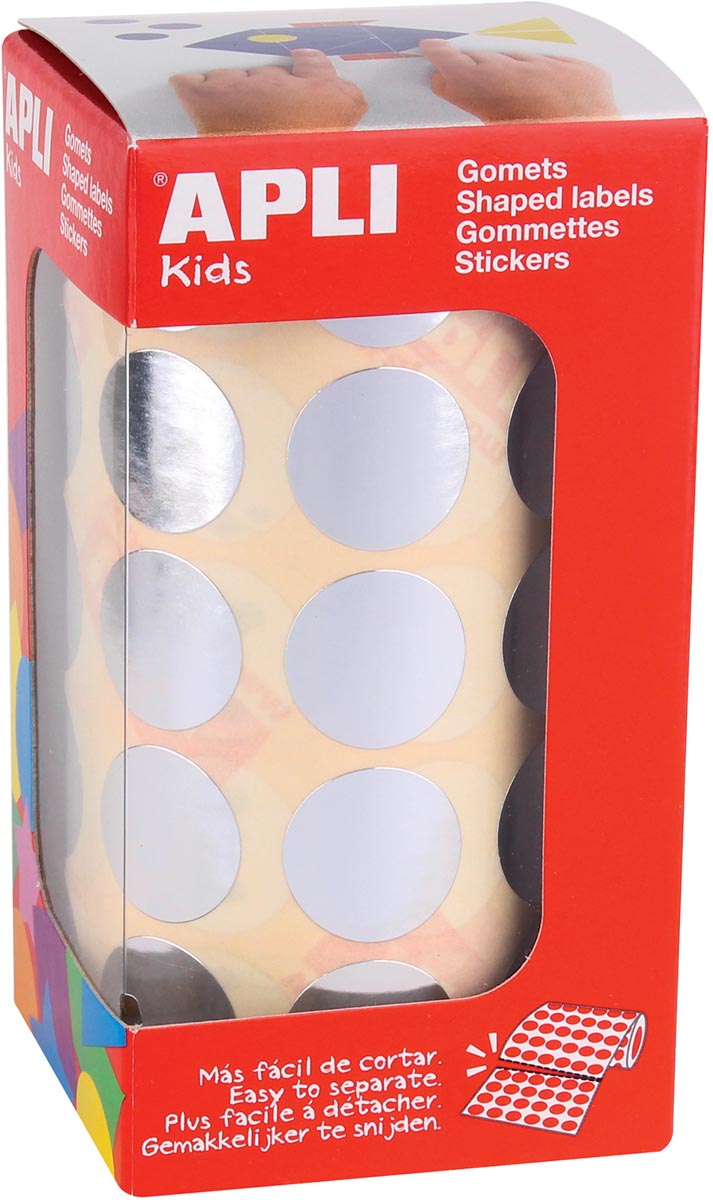 Apli Kids stickers op rol, cirkel diameter 20 mm, 1770 stuks, metallic ...