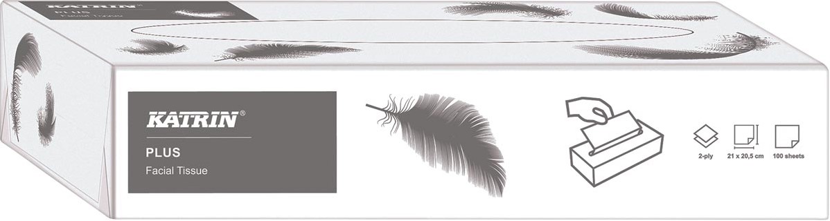 Katrin Plus facial tissues, 2-laags, doos van 100 vellen bij VindiQ Office