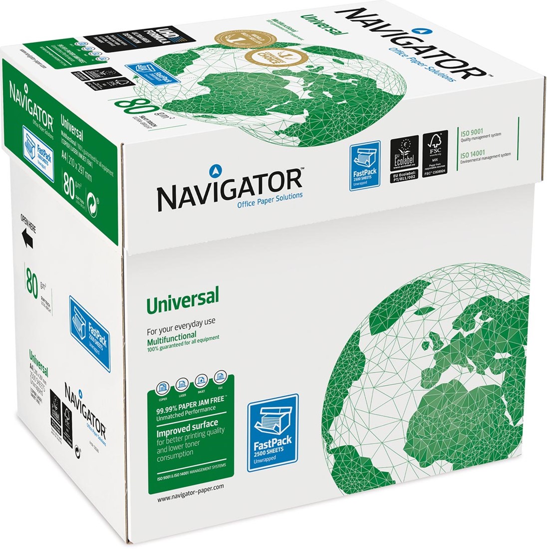 Navigator Universal printpapier ft A4, 80 g, doos van 2500 vel bij VindiQ Office