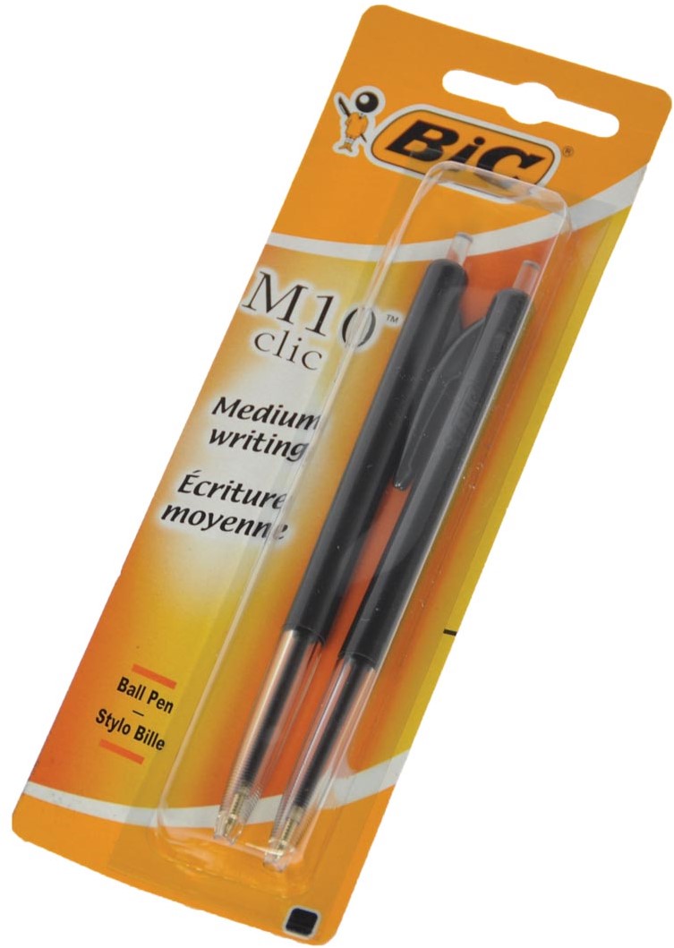 Bic balpen M10 Clic op blister, medium punt, zwart bij VindiQ Office