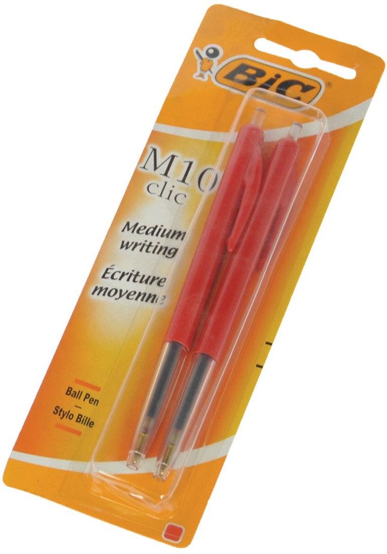 Bic balpen M10 Clic op blister, medium punt, rood bij VindiQ Office