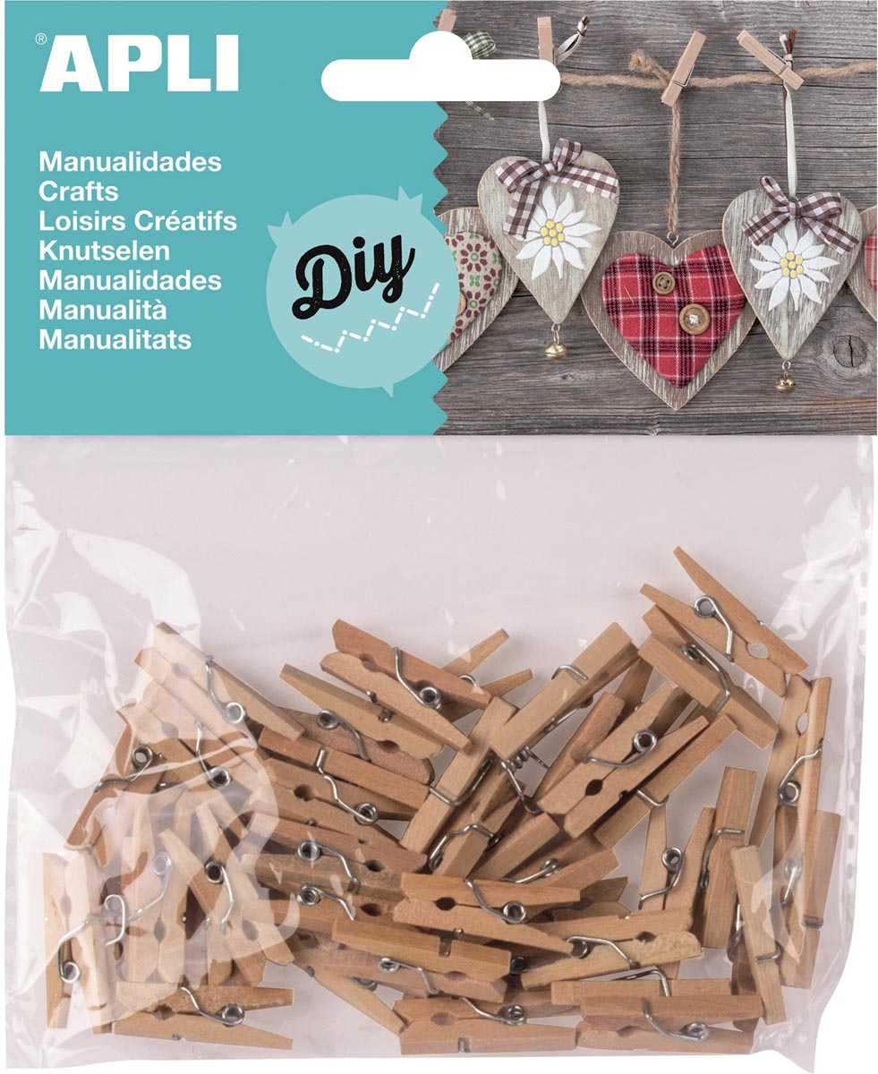 Apli houten mini wasknijpers, blister met 45 stuks bij VindiQ Office