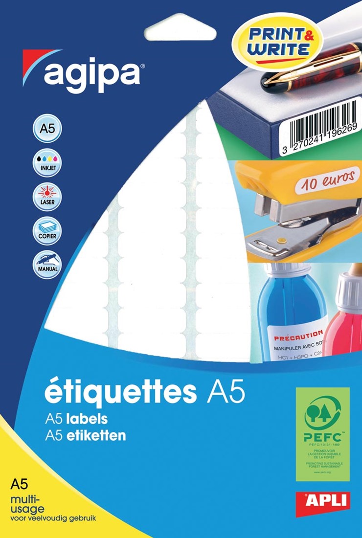 Agipa witte etiketten Print & Write ft 56 x 34 mm (b x h), 192 stuks ...