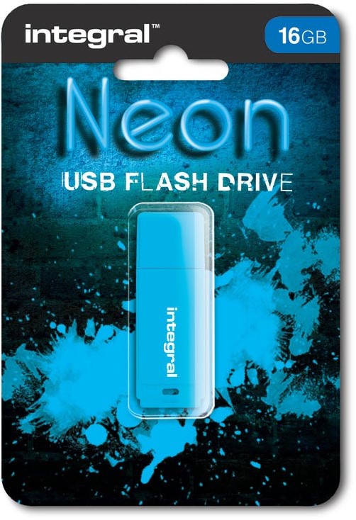 Integral Neon USB 2.0 stick, 16 GB, blauw bij VindiQ Office