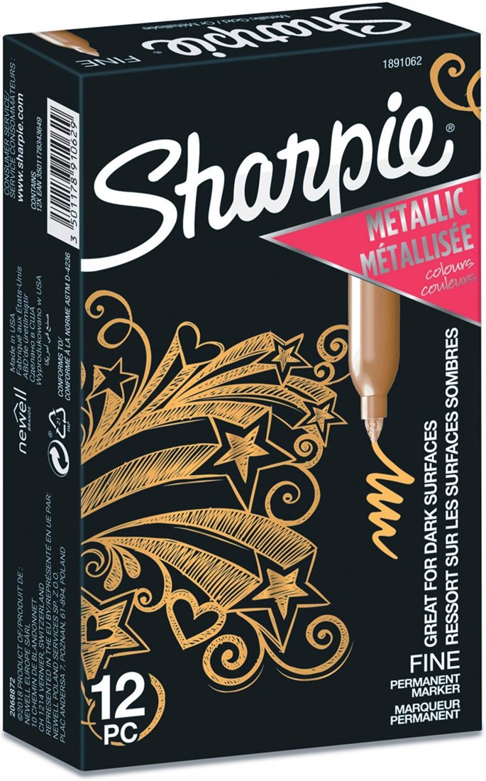 Sharpie marqueur permanent metallic, pointe fine, or bij VindiQ Office