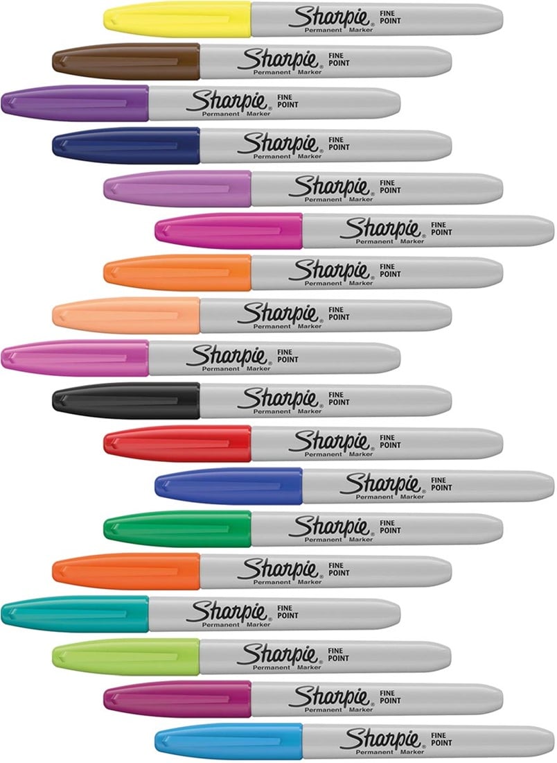 Sharpie marqueur permanente, fin, blister de 18 pièces en couleurs ...