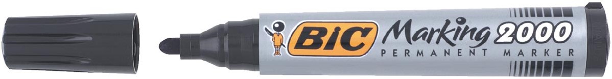 Bic permanent marker 2000-2300 zwart, schrijfbreedte 1,7 mm, ronde punt ...