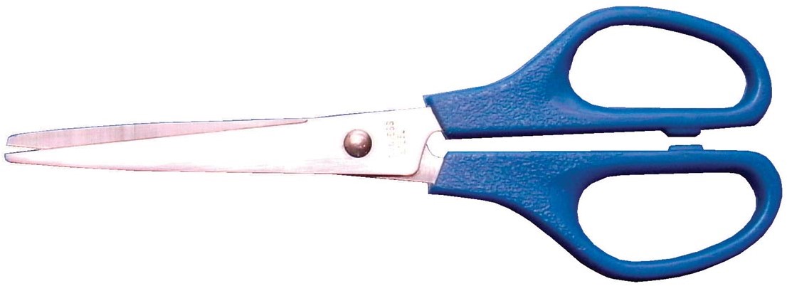Bouhon schaar, ft 16 cm, rechts, scherpe punt, RVS, blauw bij VindiQ Office