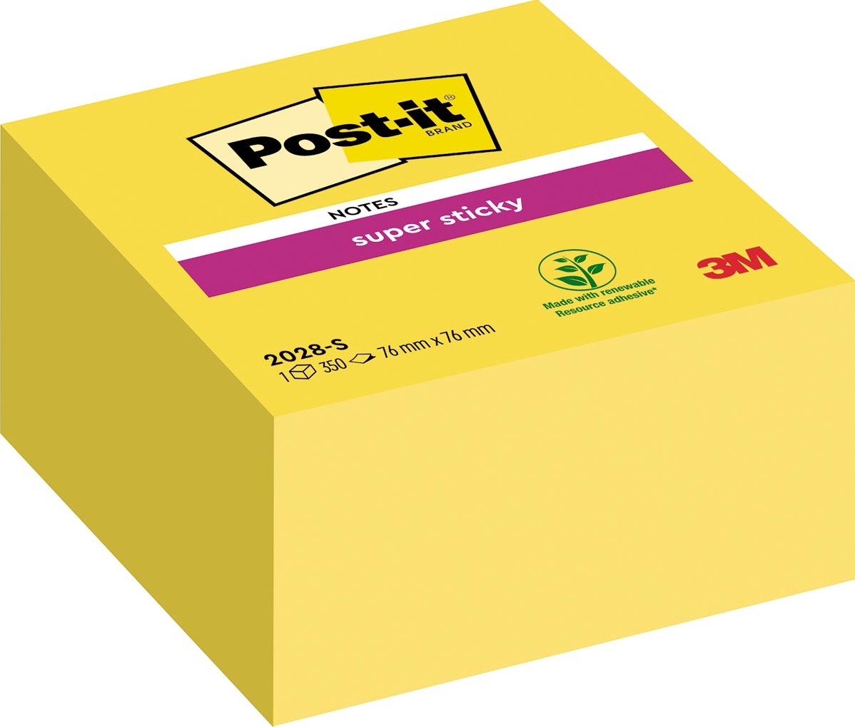 Post-it Super Sticky notes kubus, 350 vel, ft 76 x 76 mm, neongeel bij ...