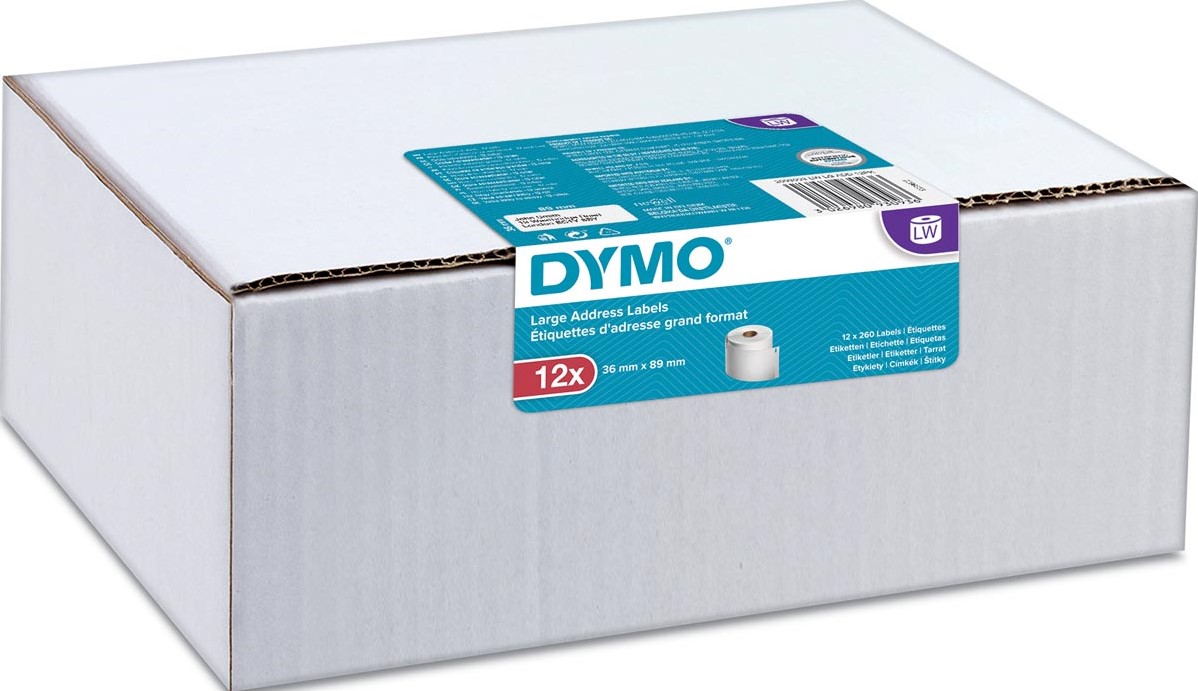 Dymo Value Pack: étiquettes LabelWriter ft 89 x 36 mm, blanc, boîte de ...