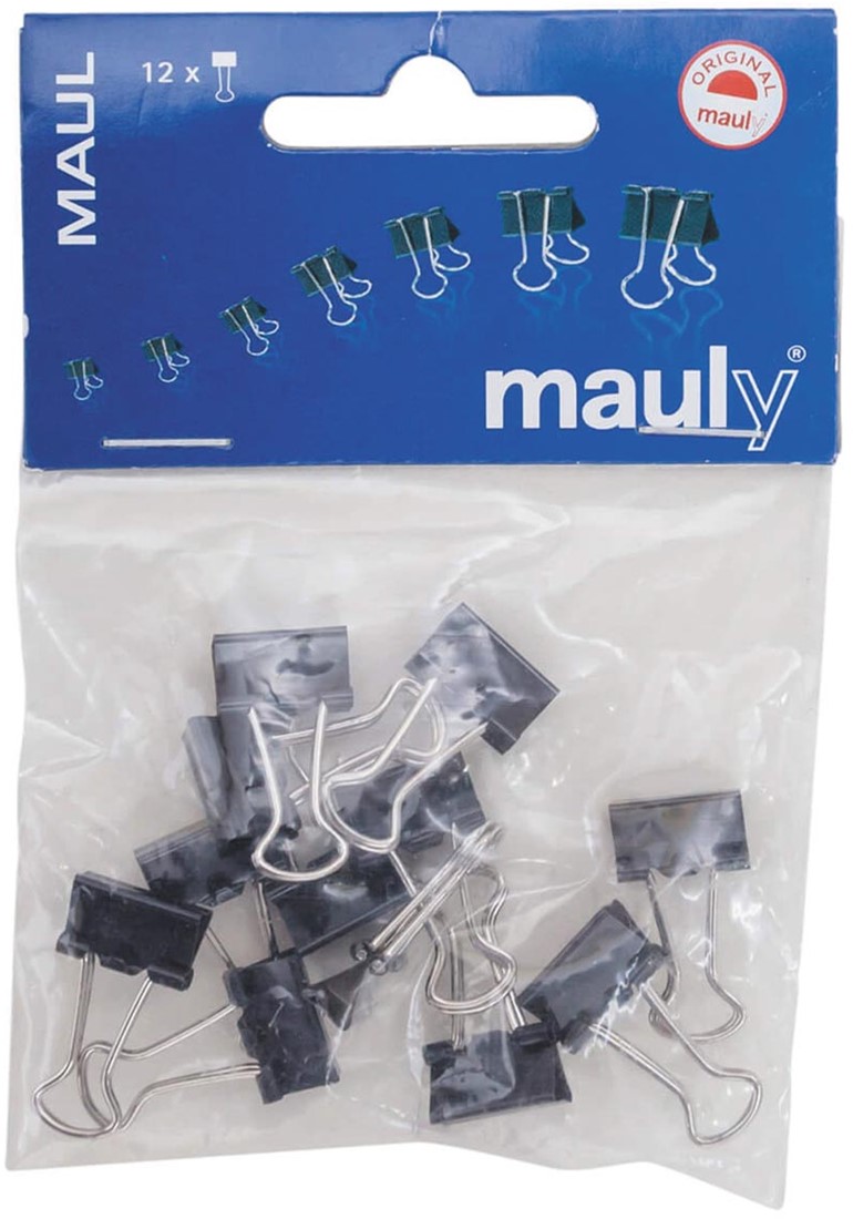 Maul clip foldback 13mm, blister de 12 pc noir bij VindiQ Office