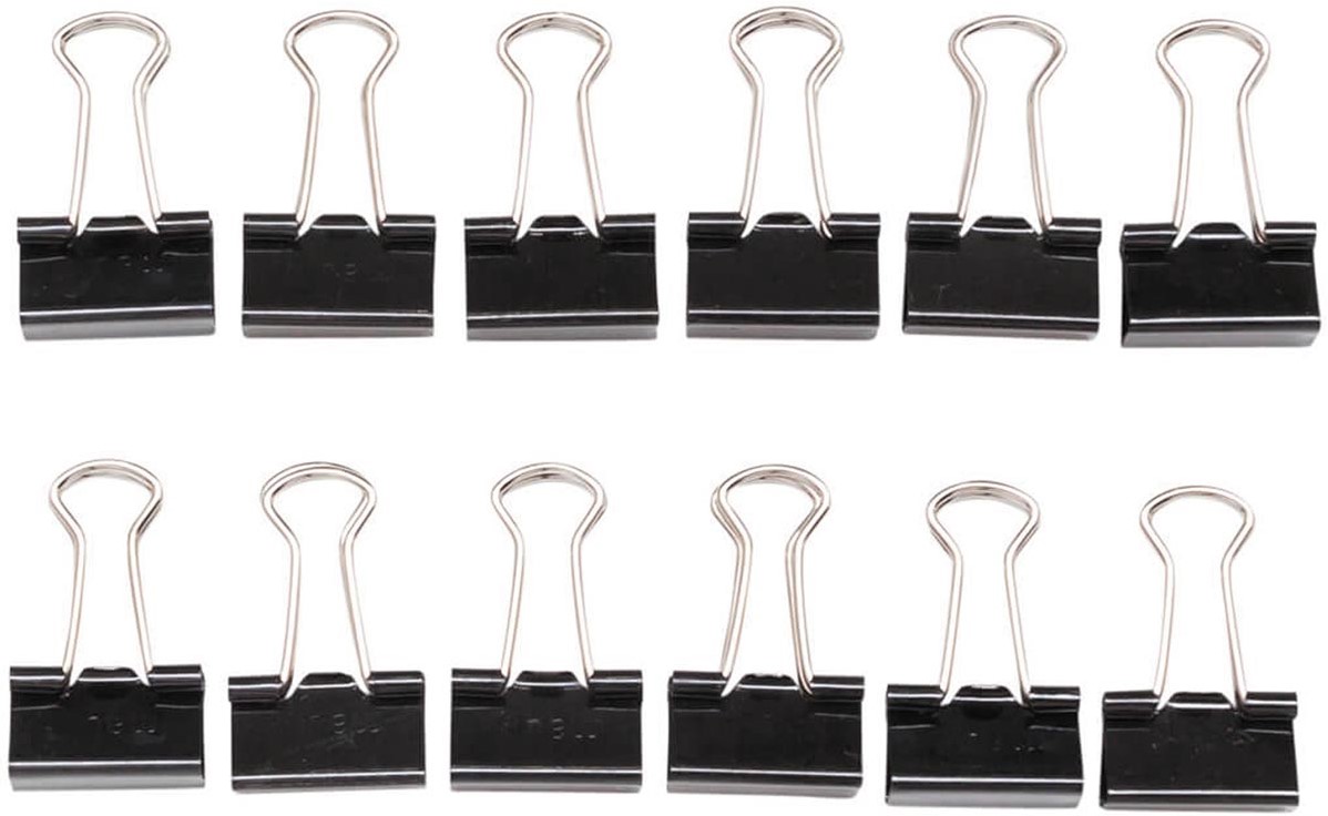 Maul clip foldback 13mm, blister de 12 pc noir bij VindiQ Office