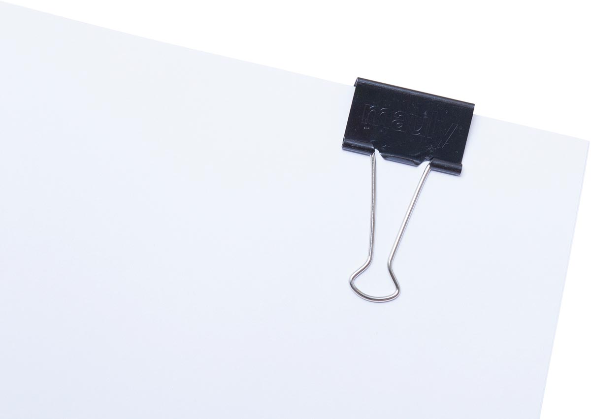 Maul clip foldback 19mm, blister de 12 pc noir bij VindiQ Office