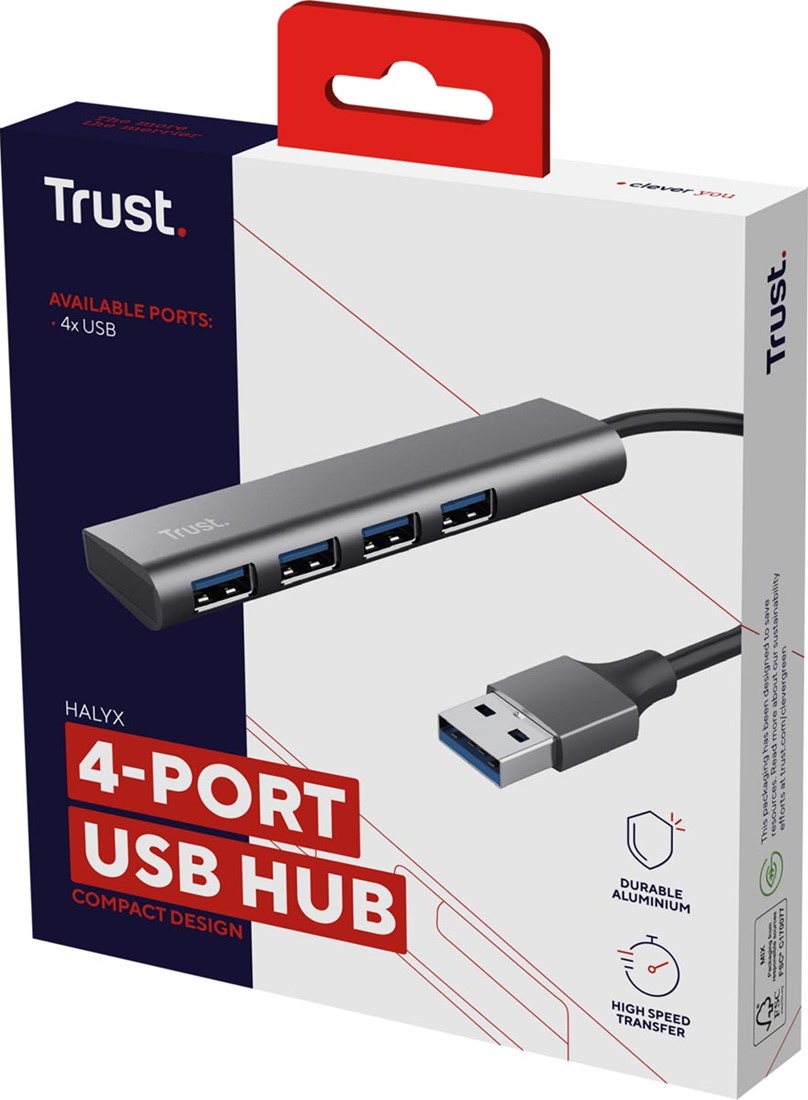 Trust Halyx USB 3.2 Hub 4-ports bij VindiQ Office