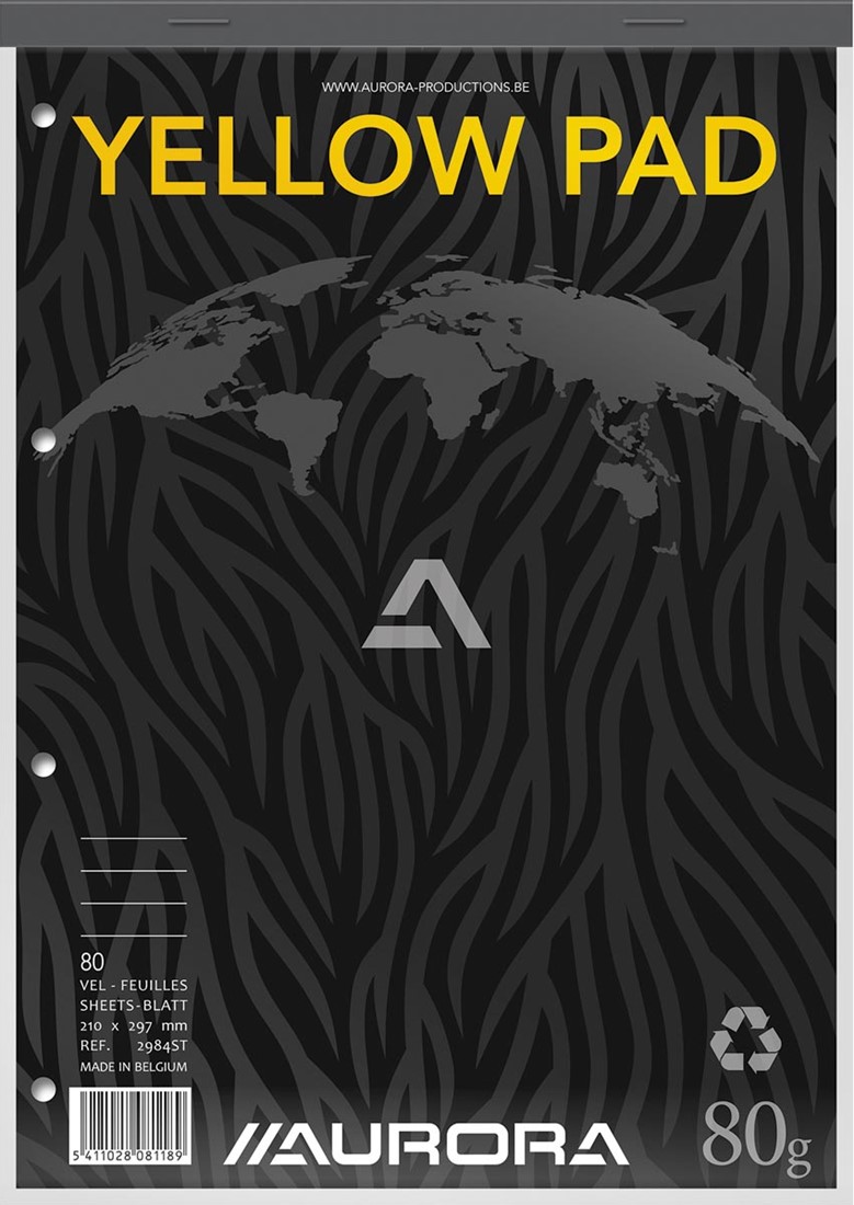 Aurora Writing recycle carnet de notes jaune A4 ligné bij VindiQ Office