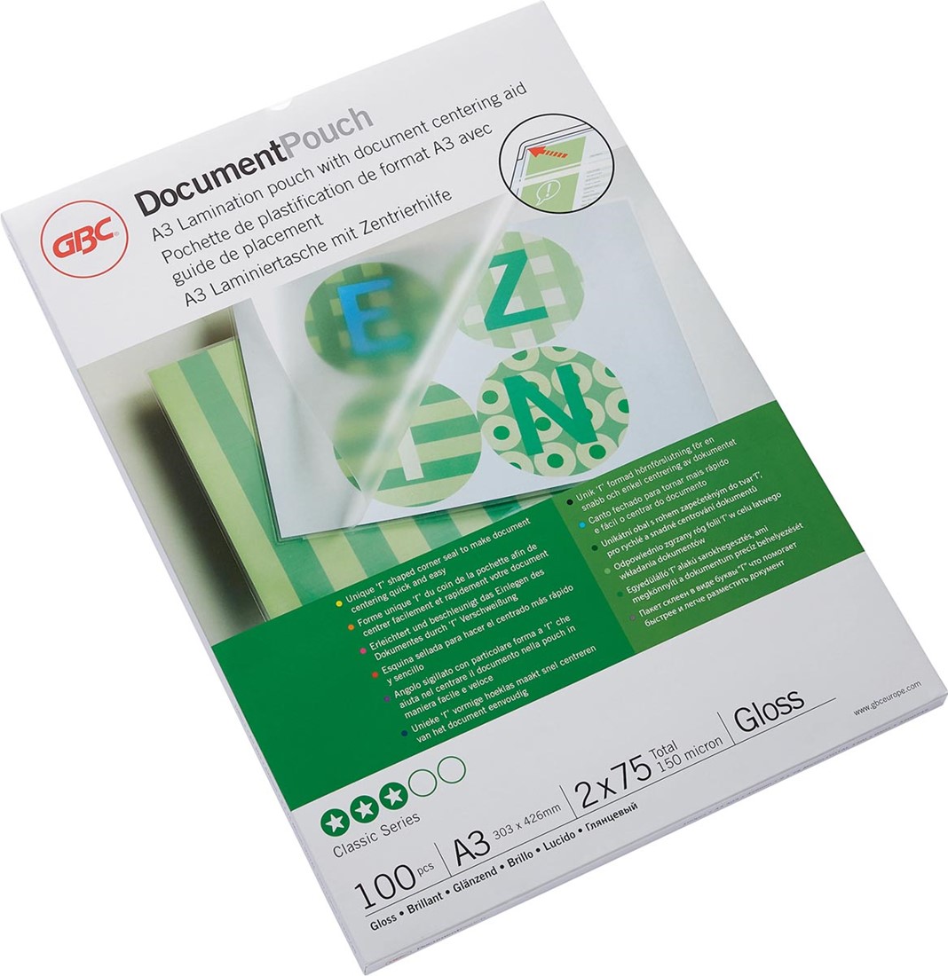 GBC Document pochette à plastifier ft A3, 150 microns (2 x 75 microns ...