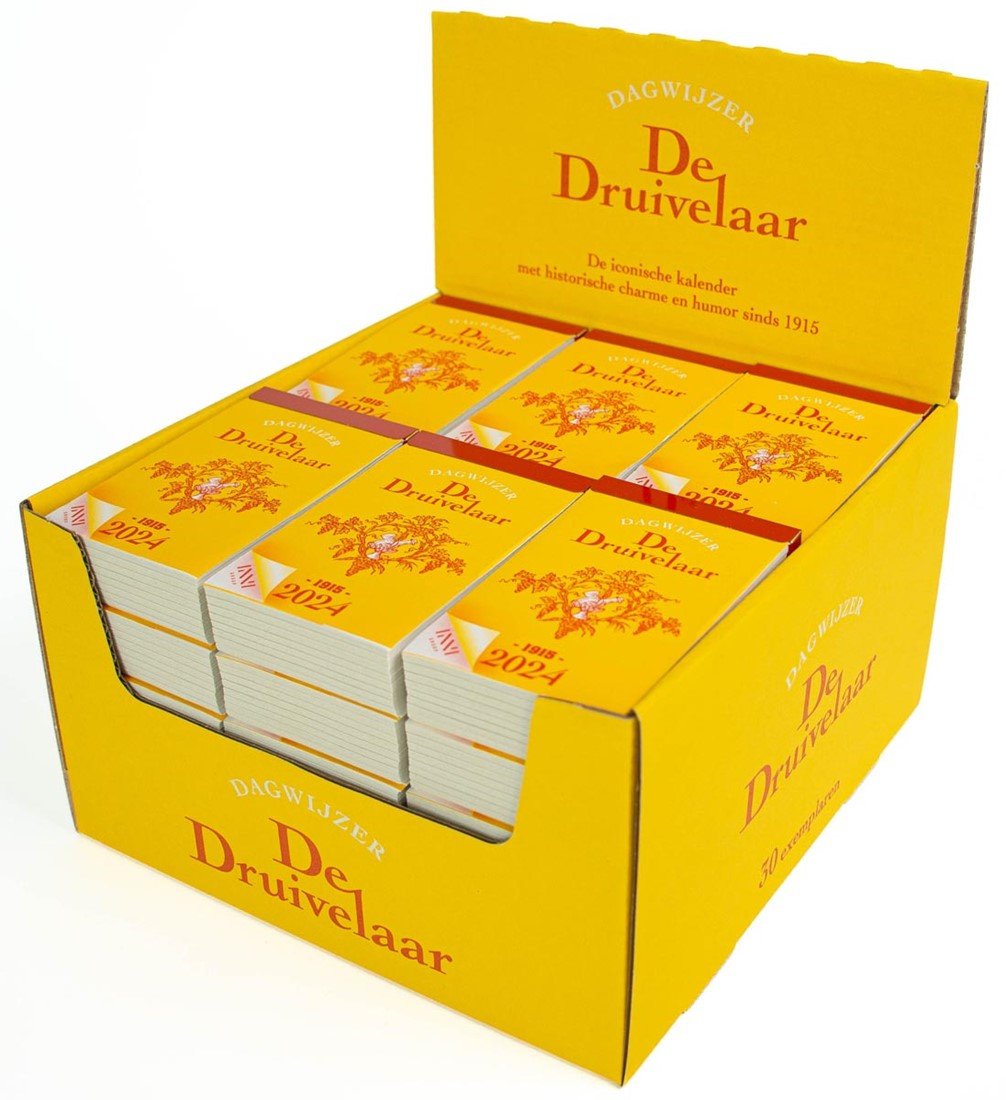 Dagblokkalender De Druivelaar 2025, display van 30 stuks bij VindiQ Office