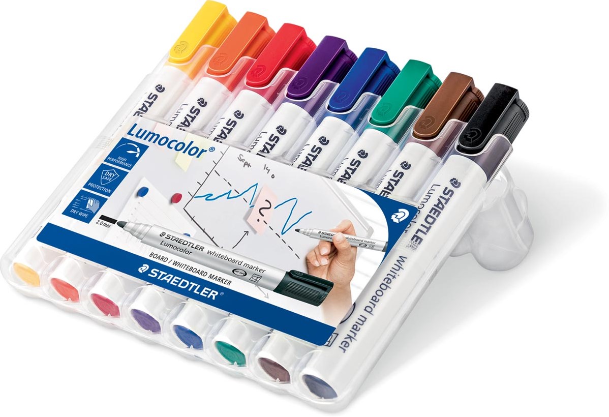 Staedtler marqueur pour tableaux blancs Lumocolor, étui de 8 pièces en ...