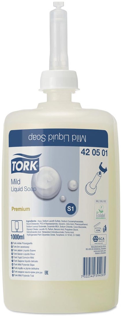 Tork milde vloeibare zeep, systeem S1 Premium, navulling van 1 liter ...