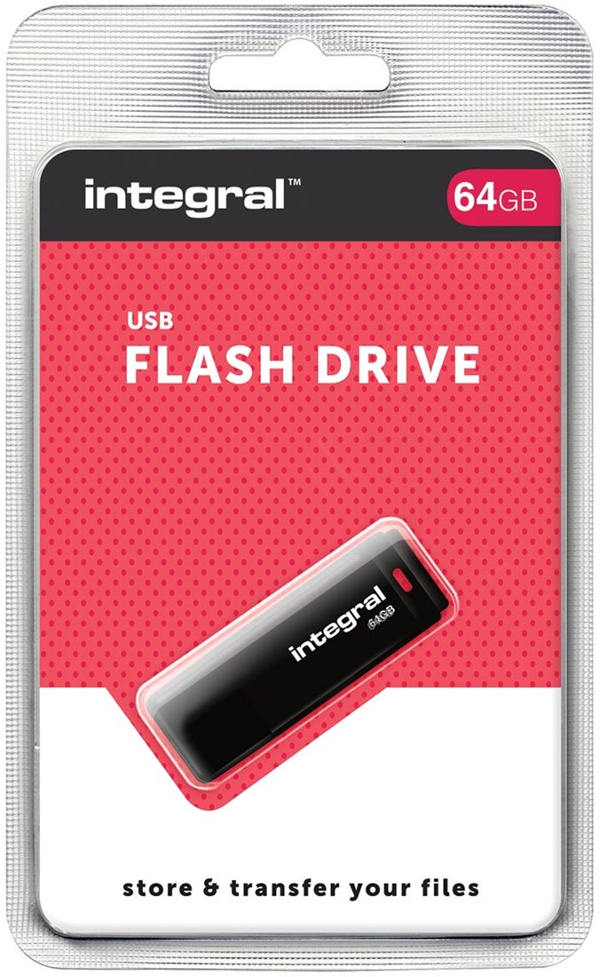 Integral USB 2.0 stick, 64 GB, zwart bij VindiQ Office