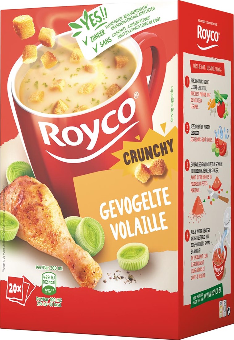 Royco Minute Soup gevogelte met croutons, pak van 20 zakjes bij VindiQ ...