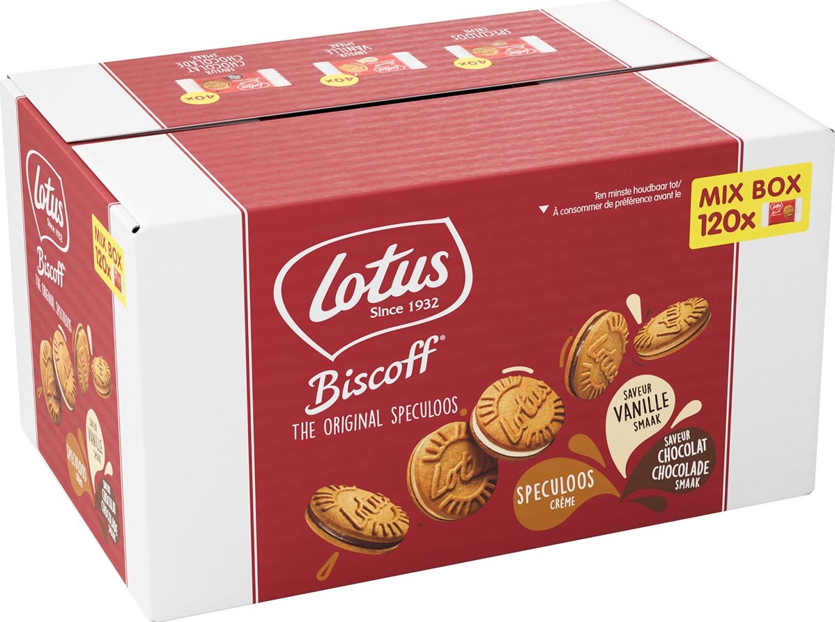 Lotus speculoos fourrés Mix Box, boîte de 120 pièces bij VindiQ Office
