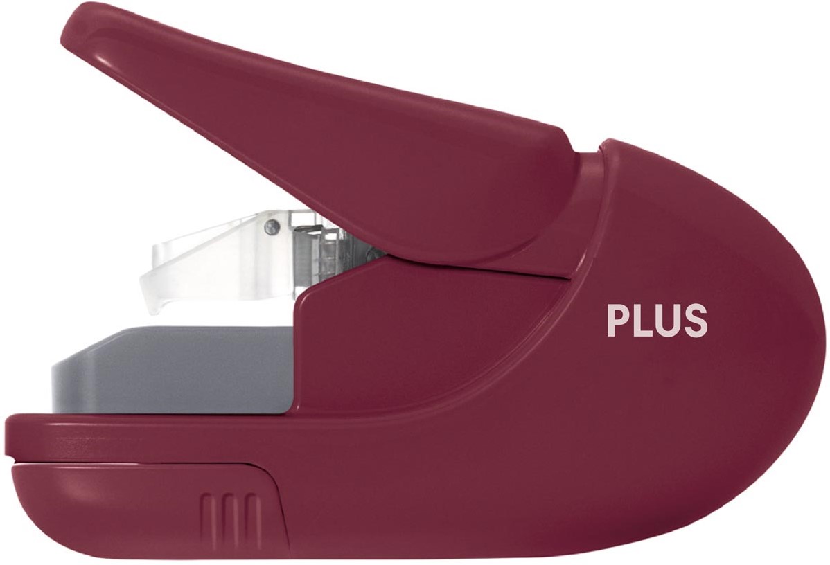 Plus nietloze nietmachine, wijnrood bij VindiQ Office