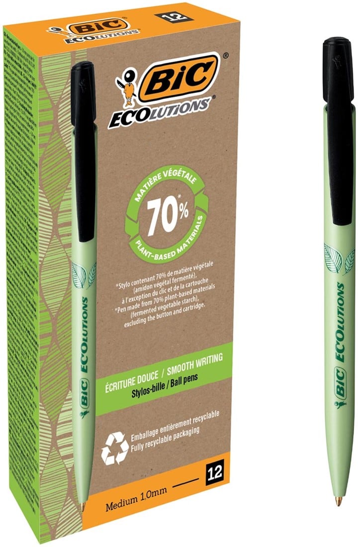 Bic Media Clic Bio-based Ecolutions stylo bille, noir bij VindiQ Office