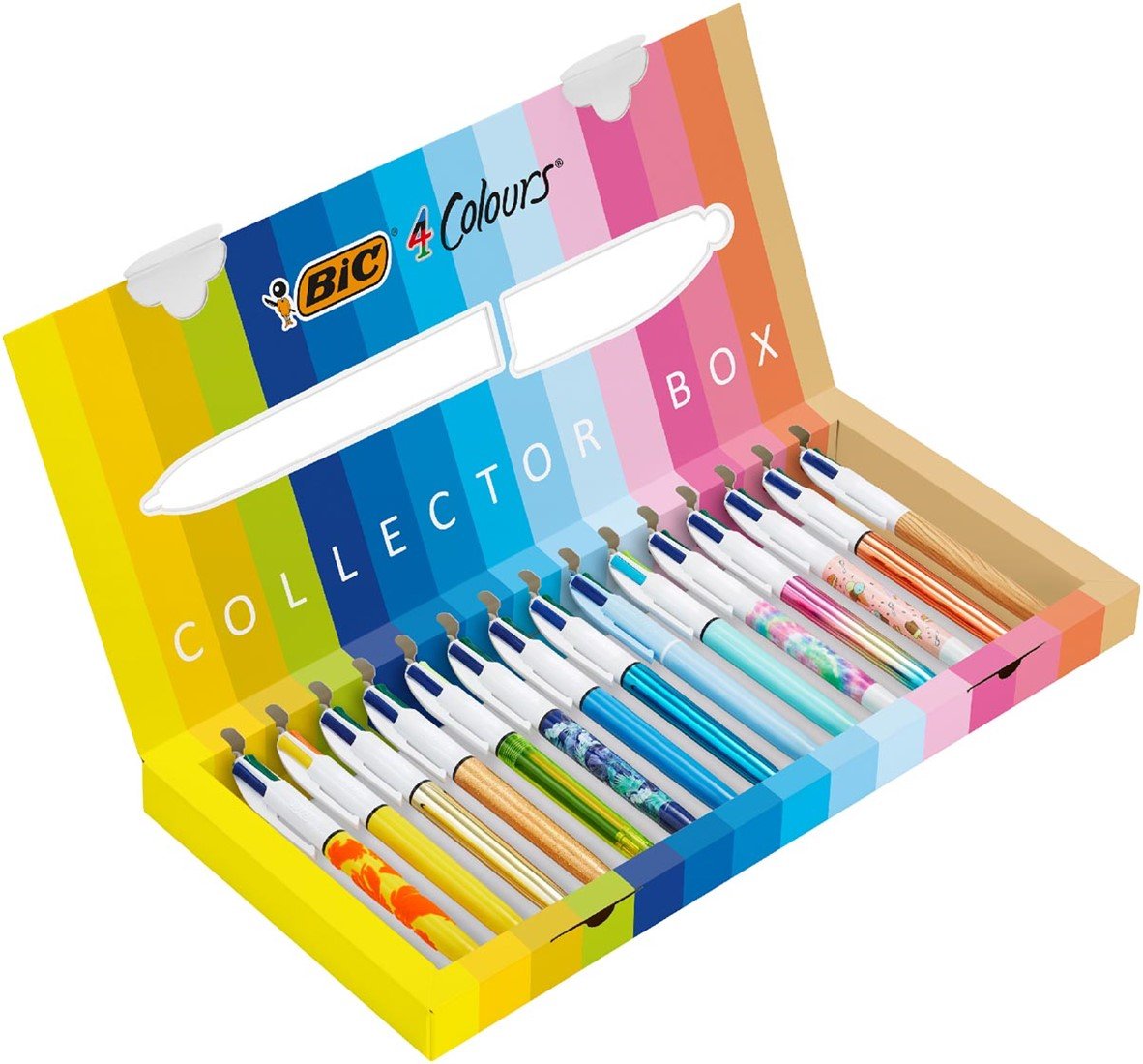 Bic Colours Collector Box 4-kleurenbalpen, medium, klassieke, pastel en ...