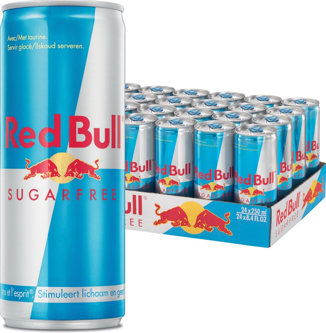 Red bull energiedrank, sugarfree, blik van 25 cl, pak van 24 stuks bij ...