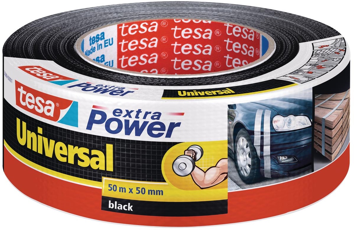 Tesa extra Power Universal, ft 50 mm x 50 m, zwart bij VindiQ Office