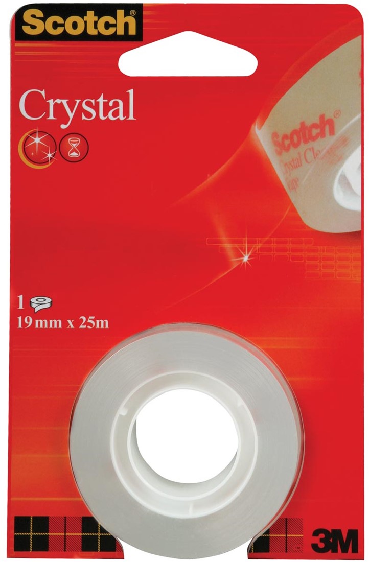 Scotch Plakband Crystal ft 19 mm x 25 m, blister met 1 rolletje bij VindiQ Office