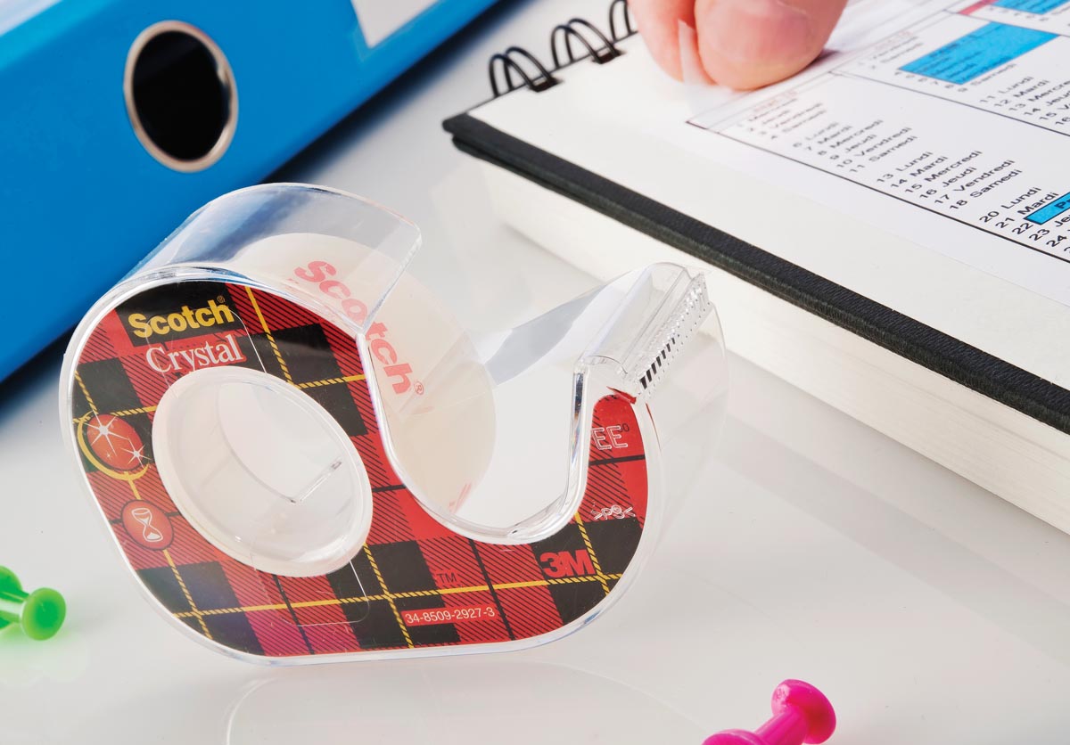 Scotch Plakband Crystal ft 19 mm x 7,5 m, blister met 1 afroller met 1 rolletje bij VindiQ Office