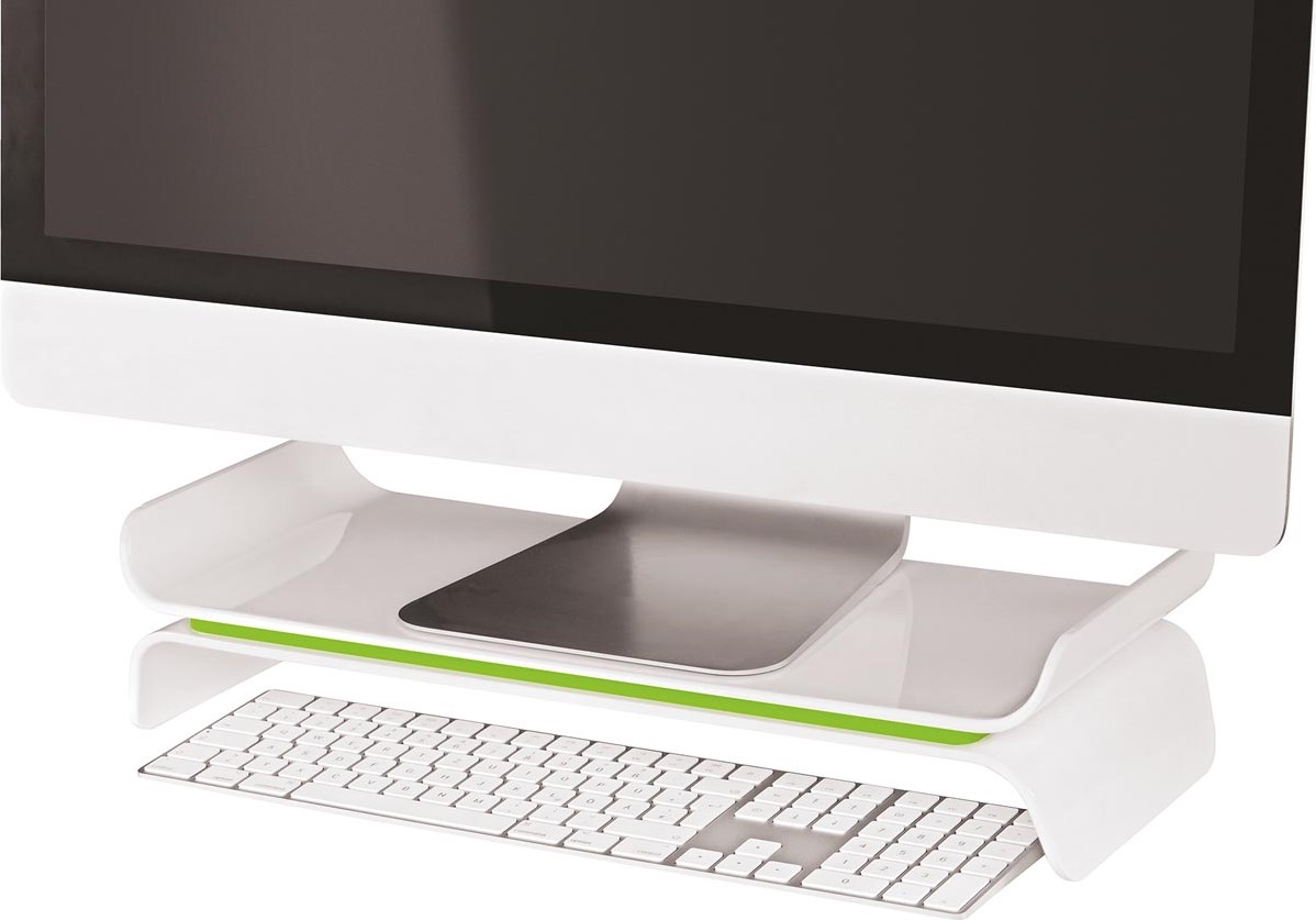 Leitz Ergo WOW verstelbare monitorstandaard, wit-groen bij VindiQ Office