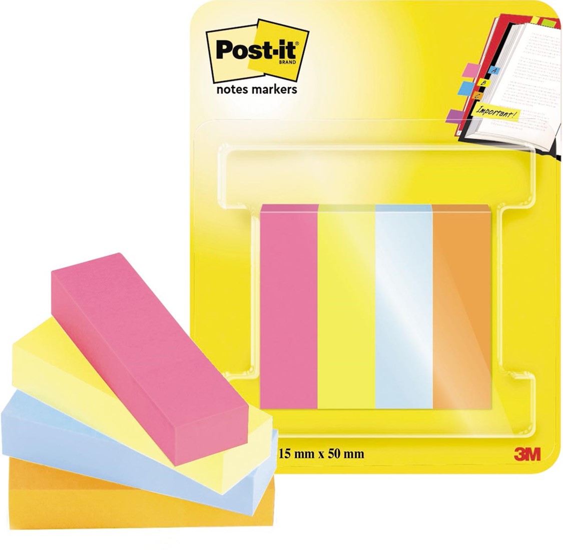 Post-it notes markers Poptimistic, ft 15 x 50 mm, blister met 4 blokjes ...