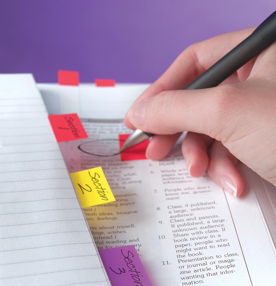 Post-it index standaard, ft 24,4 x 43,2 mm, houder met 50 tabs, rood ...