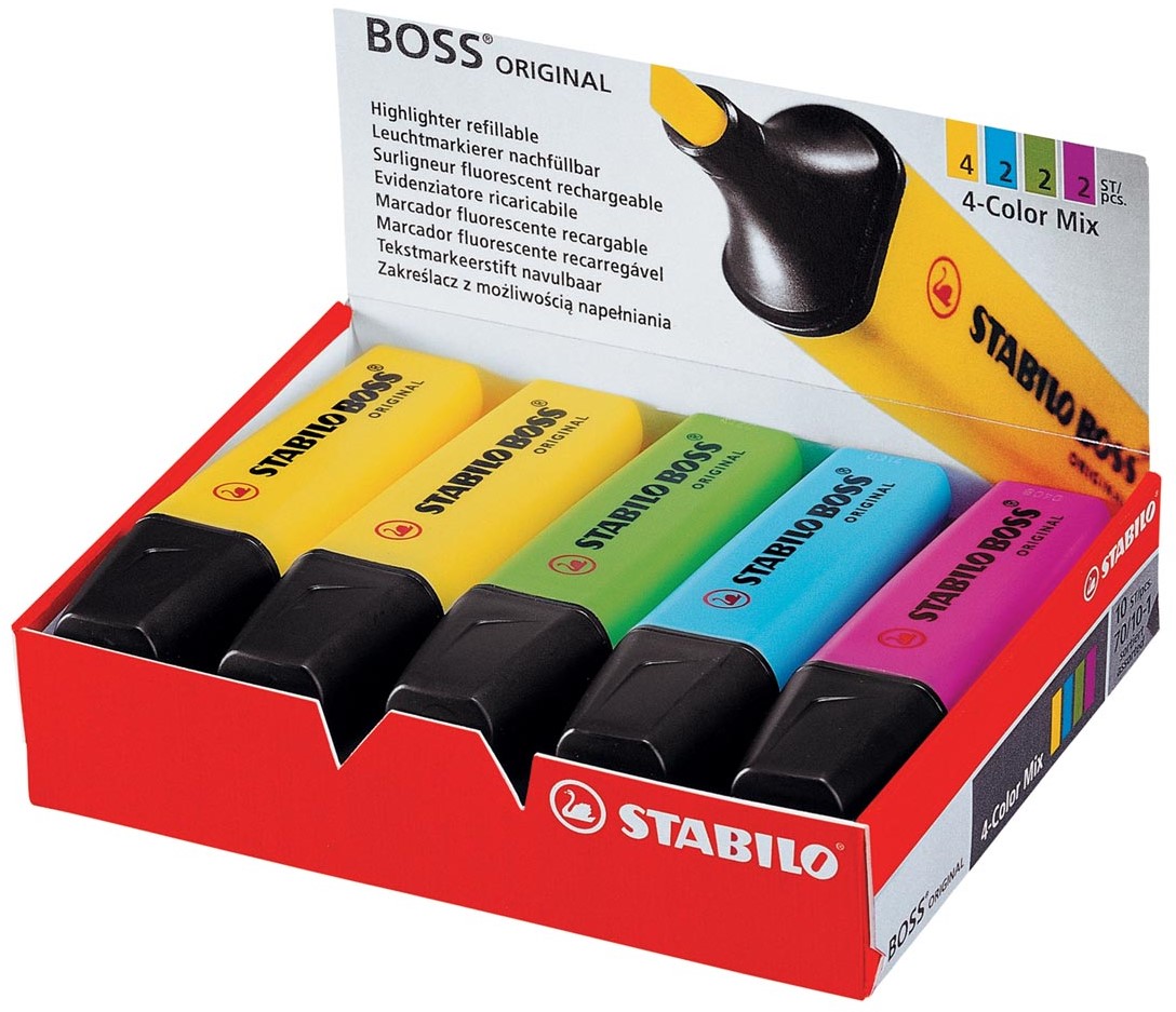 STABILO BOSS ORIGINAL surligneur, boîte de 10 pièces en couleurs ...