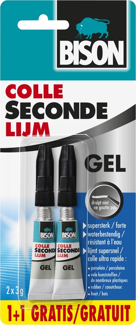 Bison secondelijm, tube van 3 g, blister van 2 stuks (1 + 1 GRATIS) bij ...