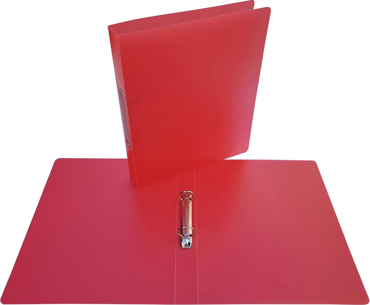 Alpha ringmap, voor ft A4, uit PP, 2 ringen van 25 mm, transparant rood ...
