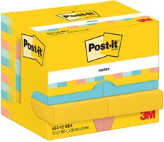Post-It Notes Beachside, 100 vel, ft 38 x 51 mm, pak van 12 blokken bij ...