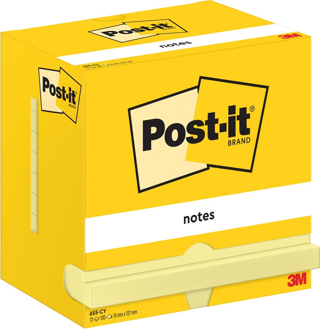 Post-It Notes, 100 feuilles, ft 76 x 127 mm, jaune, paquet de 12 blocs ...