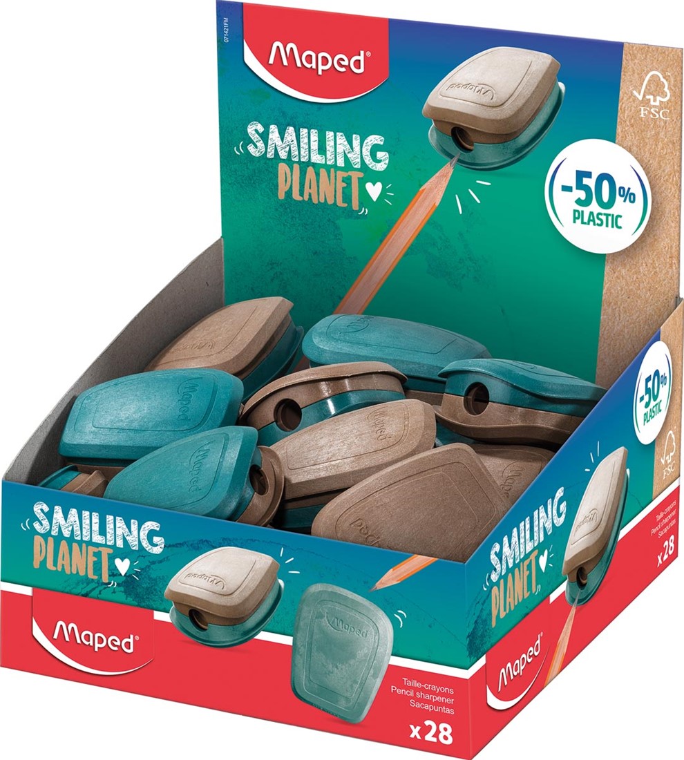 Maped Smiling Planet taille-crayon Pulse, 1 trou, présentoir de 28 ...