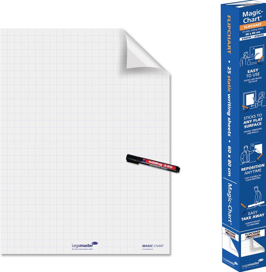 Legamaster Magic-Chart whiteboard folie, ft 60 x 80 cm, wit, effen, rol ...