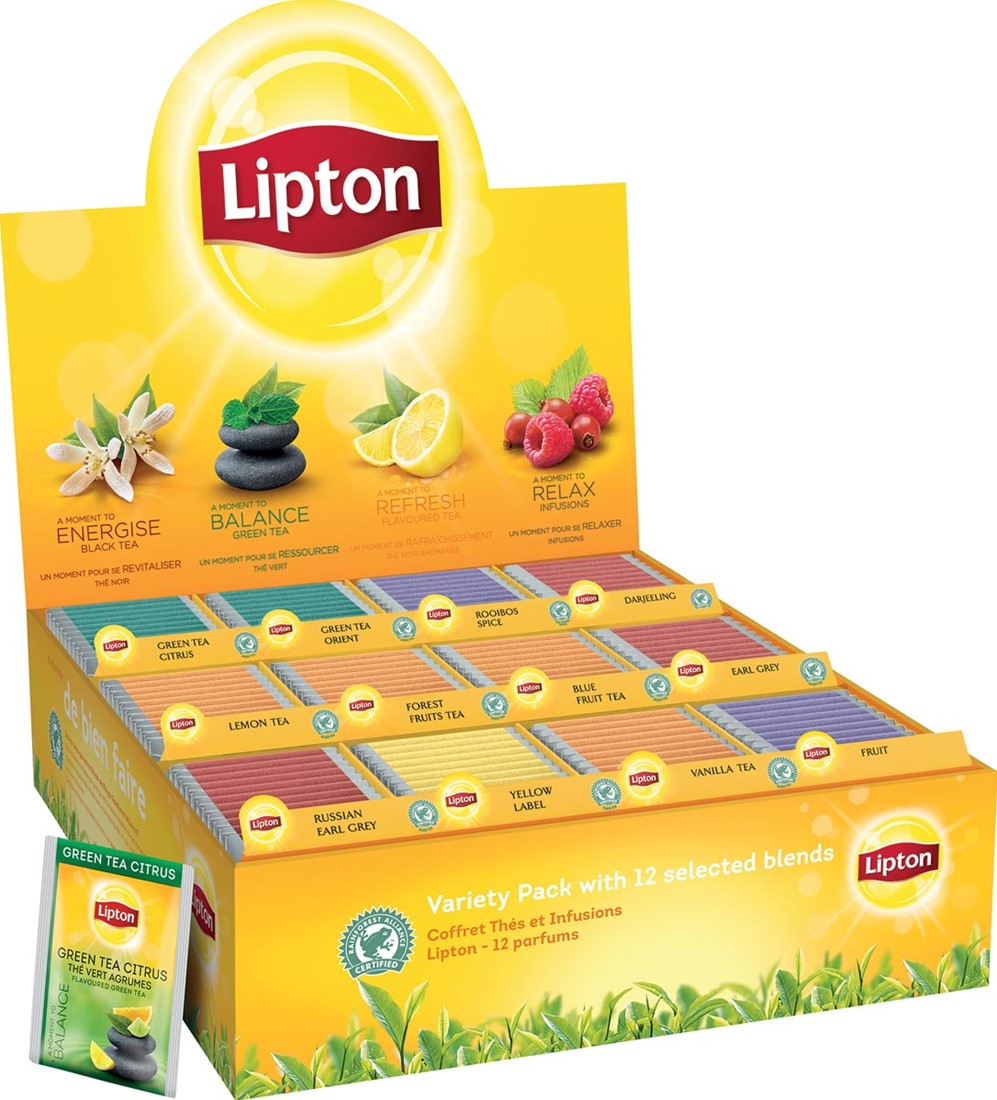 Lipton Variety Pack, 12 smaken, display van 180 zakjes bij VindiQ Office