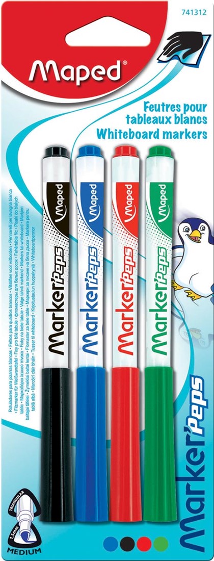 Maped marqueur tableau blanc Marker'Peps, blister de 4 pièces en ...